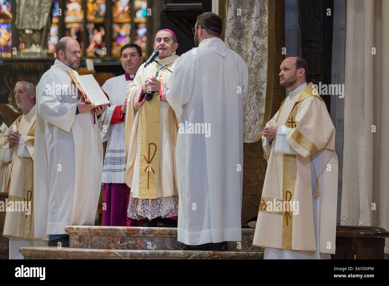 Milan, Italy. 22nd Apr, 2025. Archbishop of Milan Mario Del Pini during ...