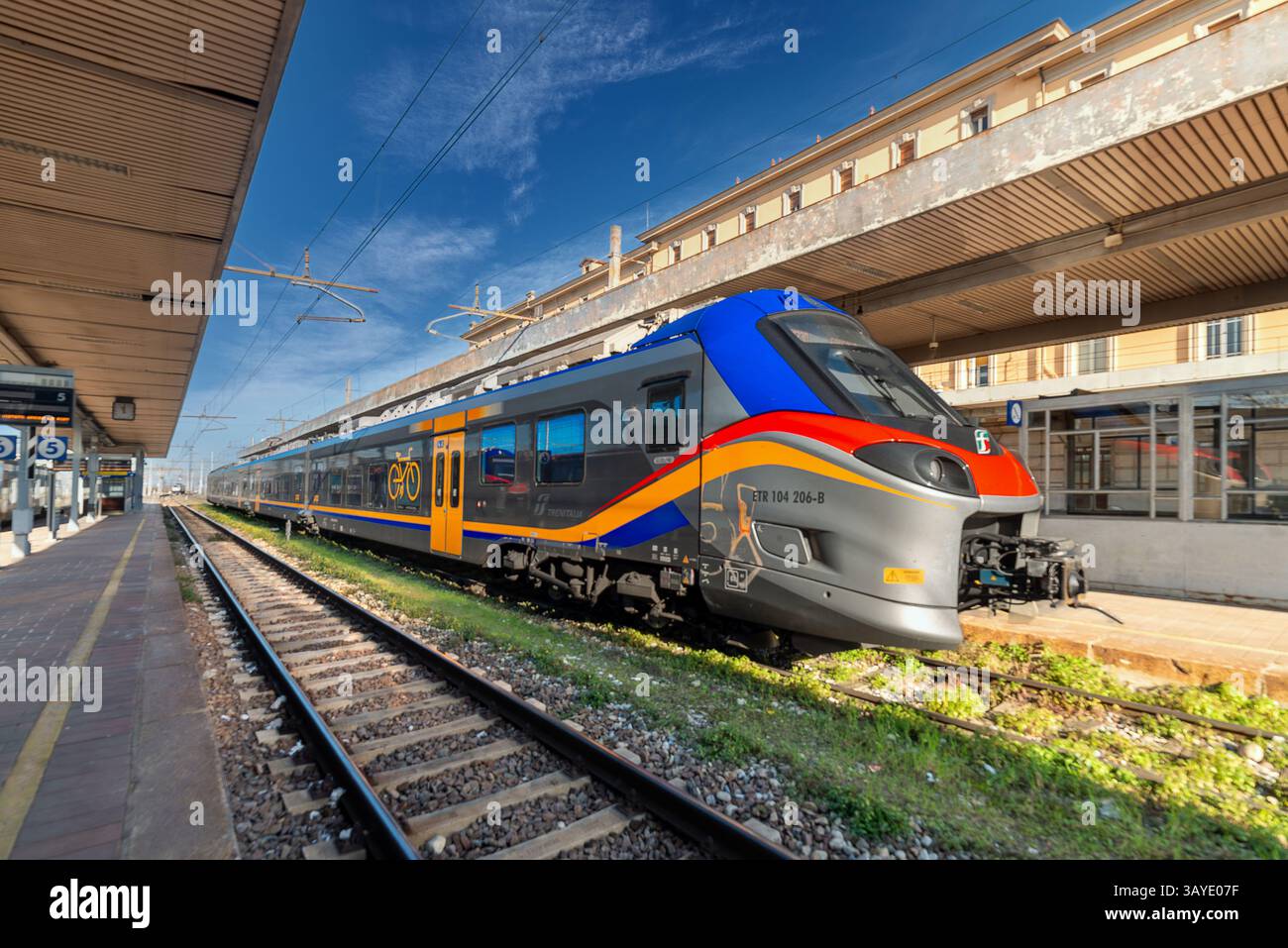 Cuneo, Italy - March 03, 2025: Trenitalia ETR 104 Pop electric train ...
