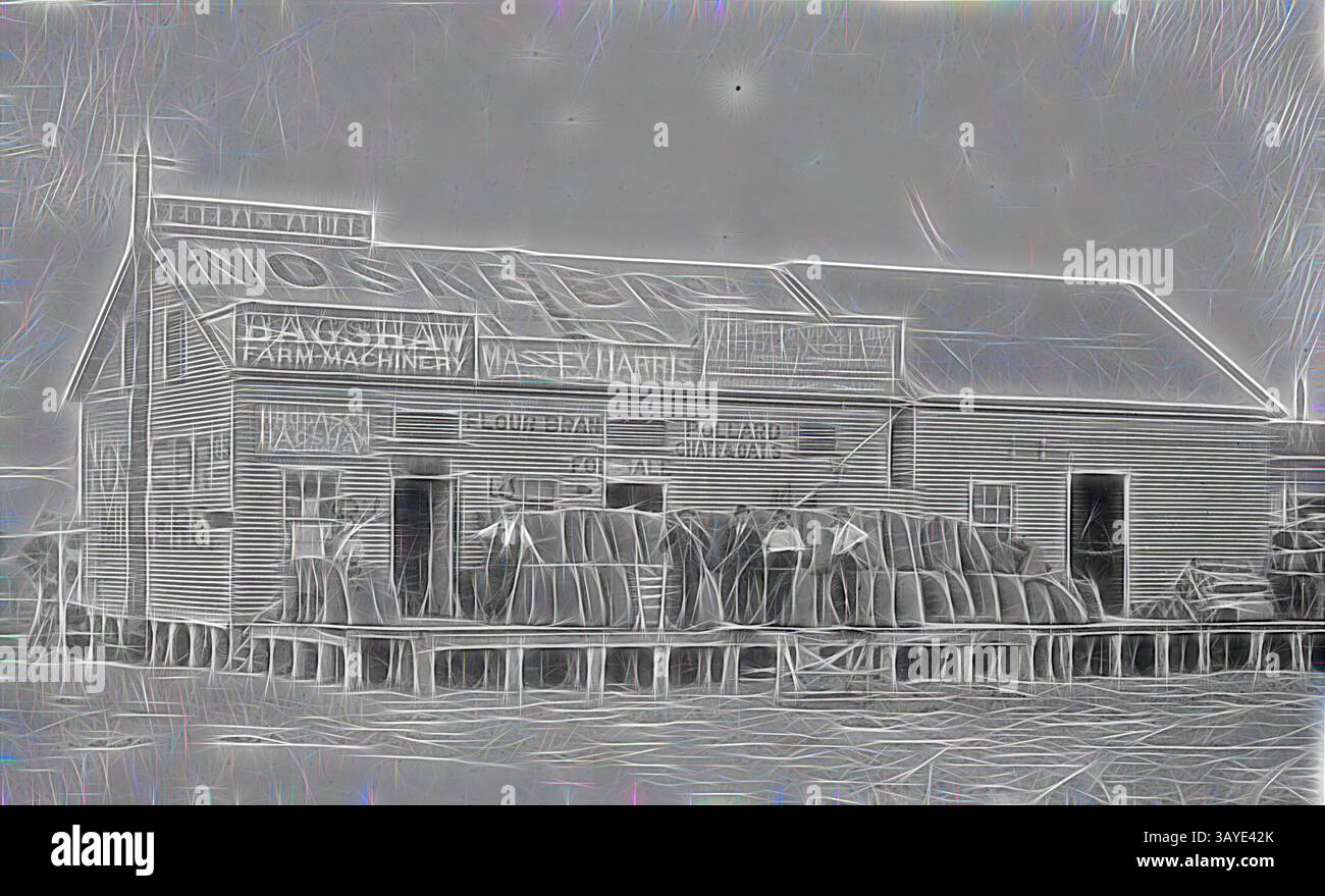 A rustic barn showcases an assortment of farm machinery along with ...