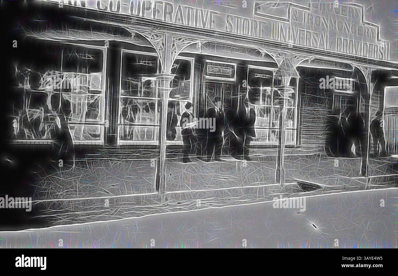 A vintage storefront with large display windows, showcasing various ...