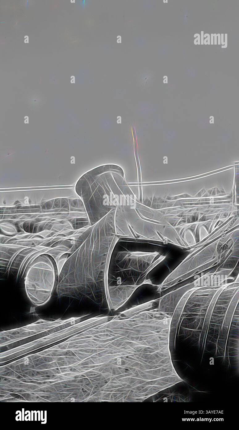 An abstract landscape showcases twisted forms and cylindrical shapes ...