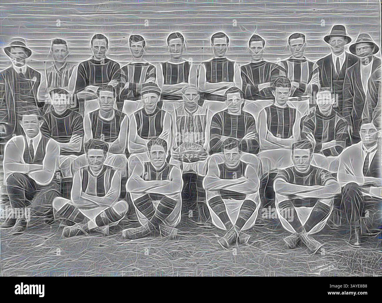 A historical sports team poses for a group portrait, showcasing their ...