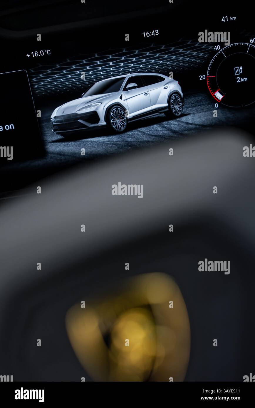 Close Up of Digital Dashboard Display in a Lamborghini Urus Stock Photo ...