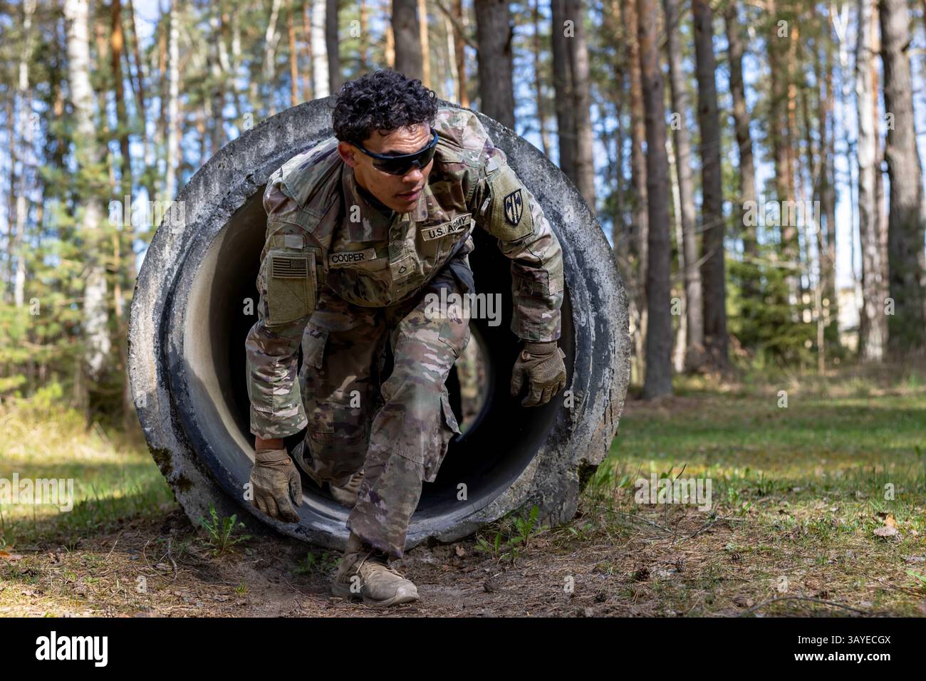 Germany. 15th Apr, 2025. Pfc. Michael Cooper, a combat medic assigned ...