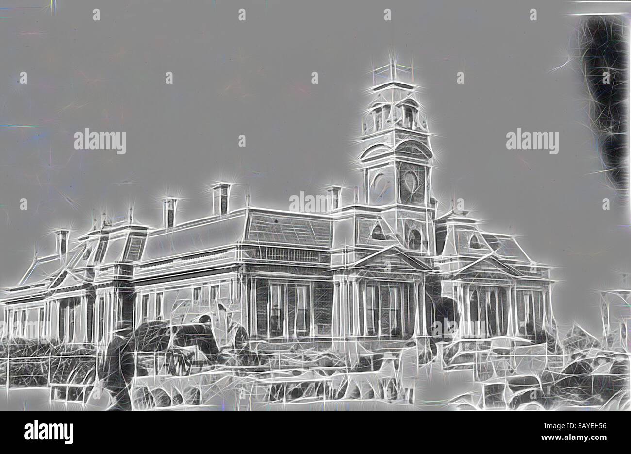 A grand, historic building with a clock tower, featuring intricate ...