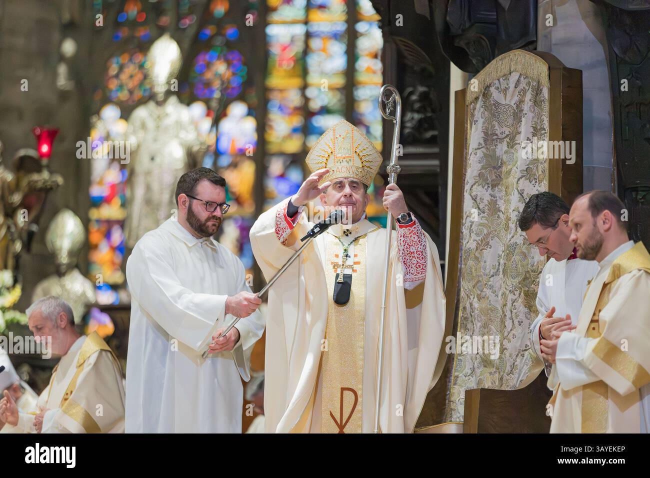 Milan, Italy. 22nd Apr, 2025. Archbishop of Milan Mario Del Pini during ...