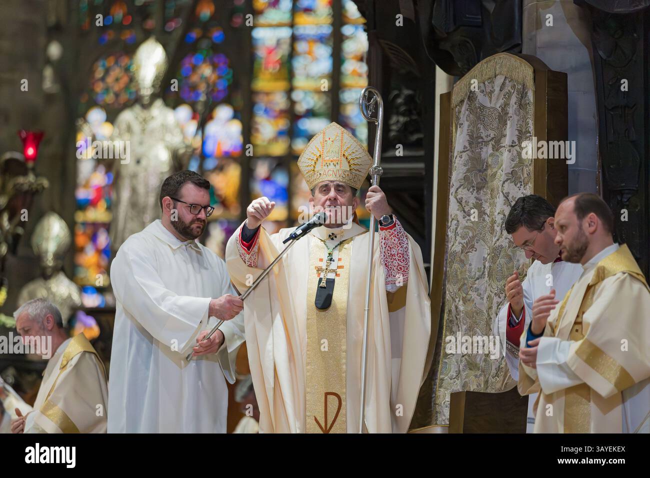 Milan, Italy. 22nd Apr, 2025. Archbishop of Milan Mario Del Pini during ...
