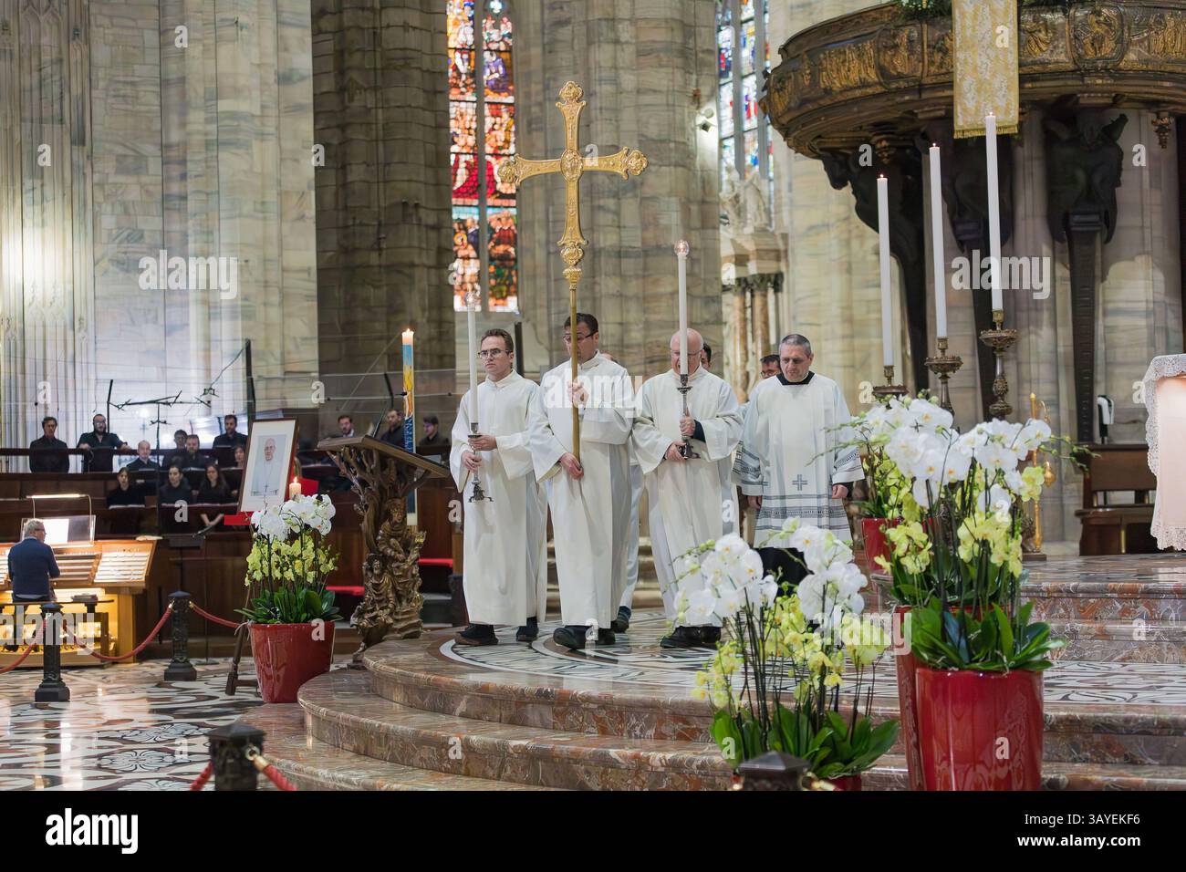 Milan, Italy. 22nd Apr, 2025. Archbishop of Milan Mario Del Pini during ...