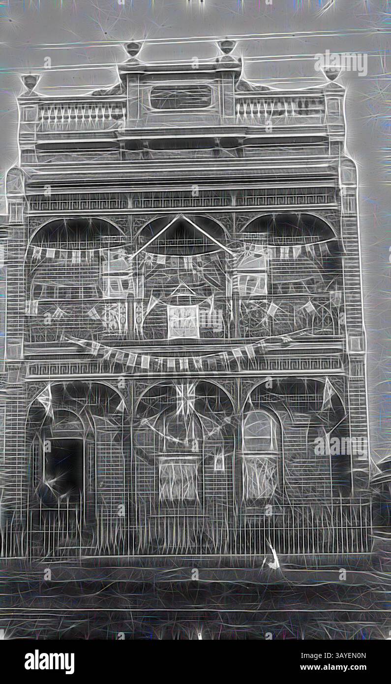 A historic building features intricate architectural details ...