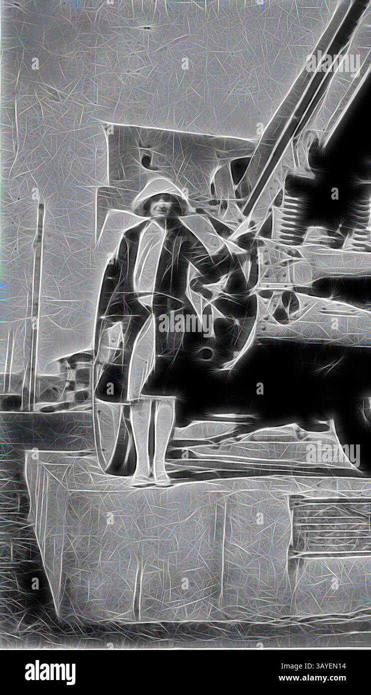 A figure stands confidently beside a large industrial machine ...