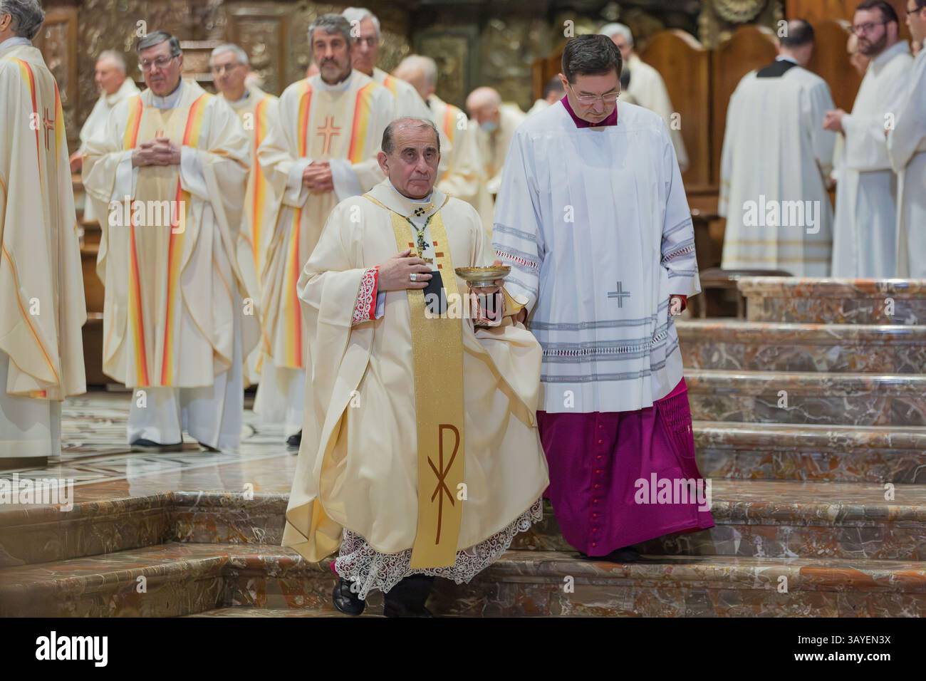 Milan, Italy. 22nd Apr, 2025. Archbishop of Milan Mario Del Pini during ...