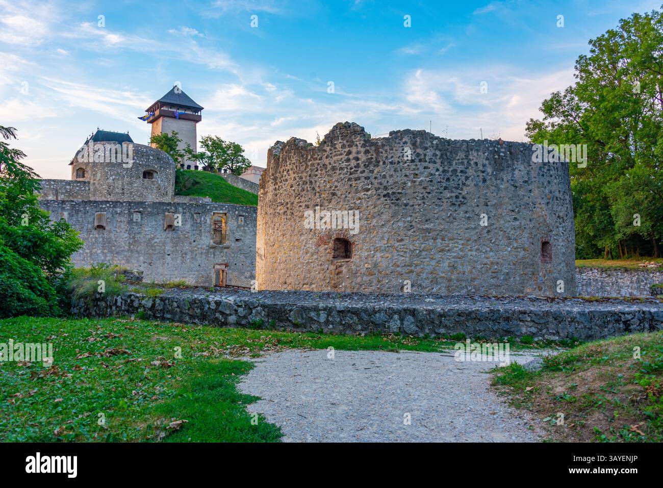 Sunset view of Trencin castle in Slovakia.IMAGE Stock Photo - Alamy