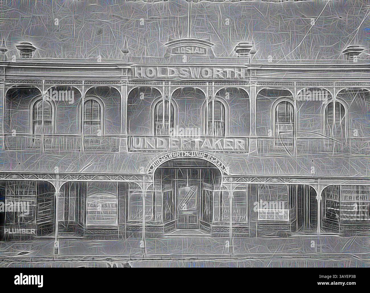 A vintage storefront features ornate architectural details and a ...