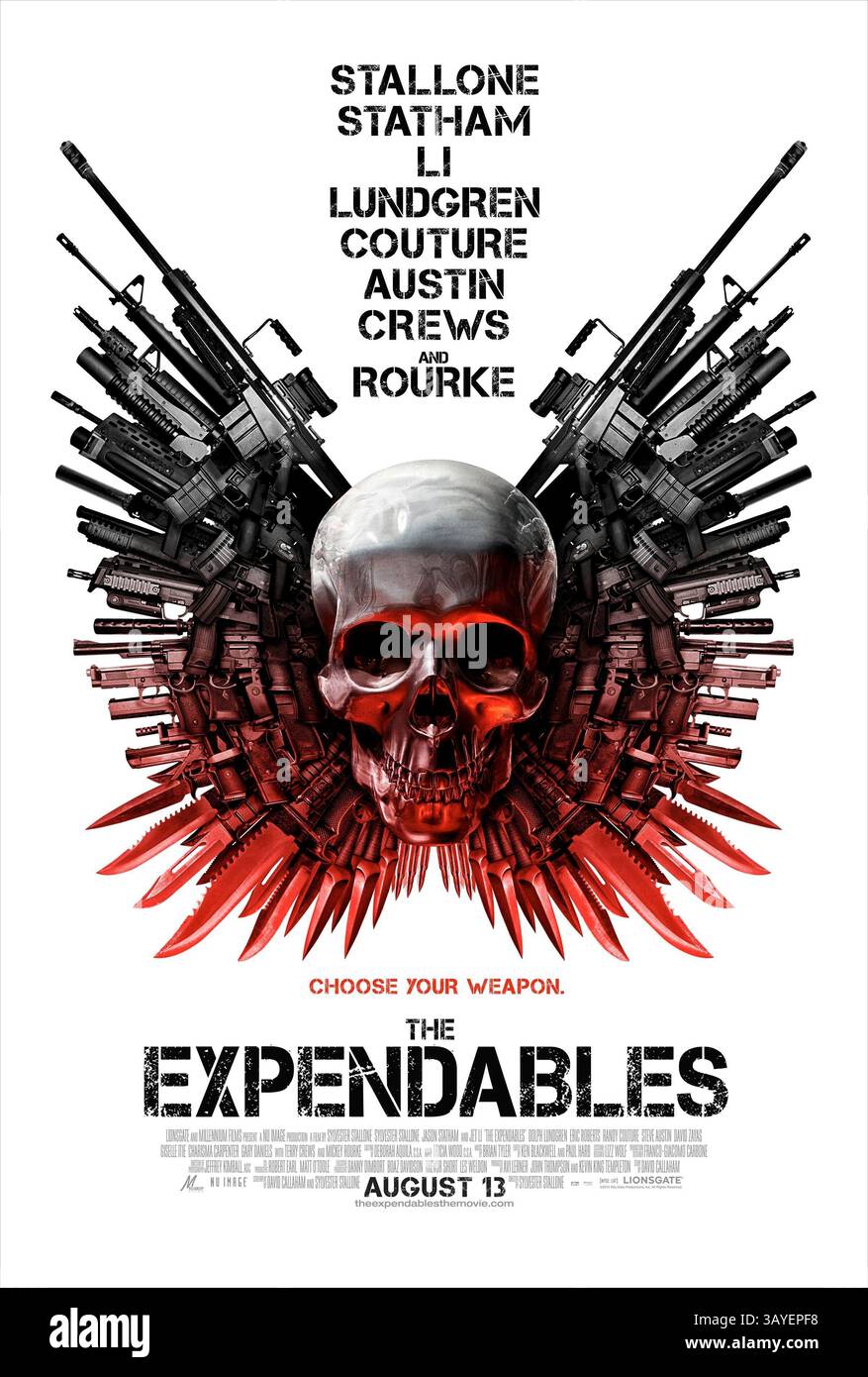 RELEASE DATE: 13 August 2010. TITLE: The Expendables. STUDIO: Millennium Films. PLOT: A team of ...
