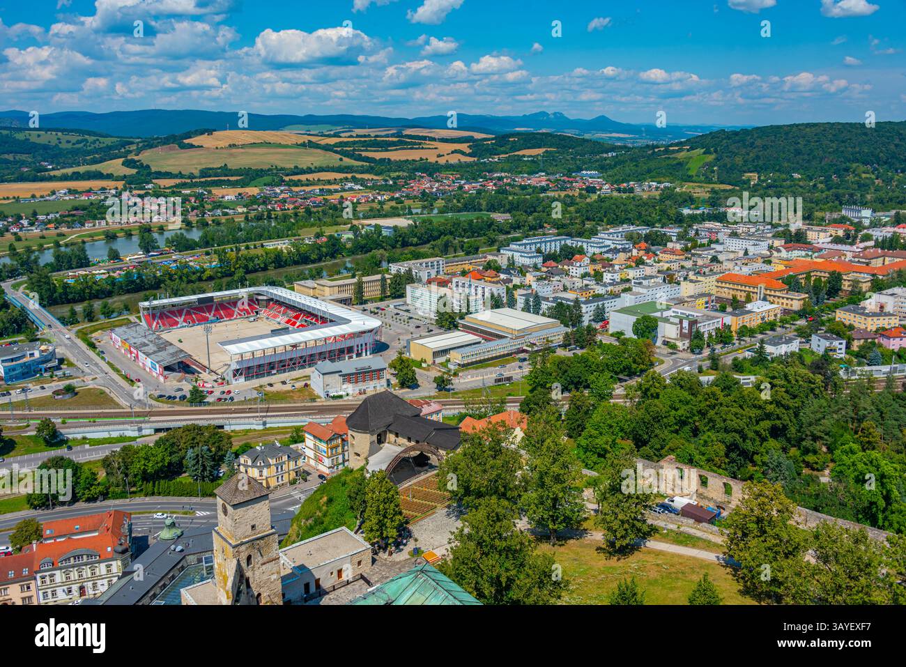 Panorama view of a football stadium in Trencin, Slovakia.IMAGE Stock ...