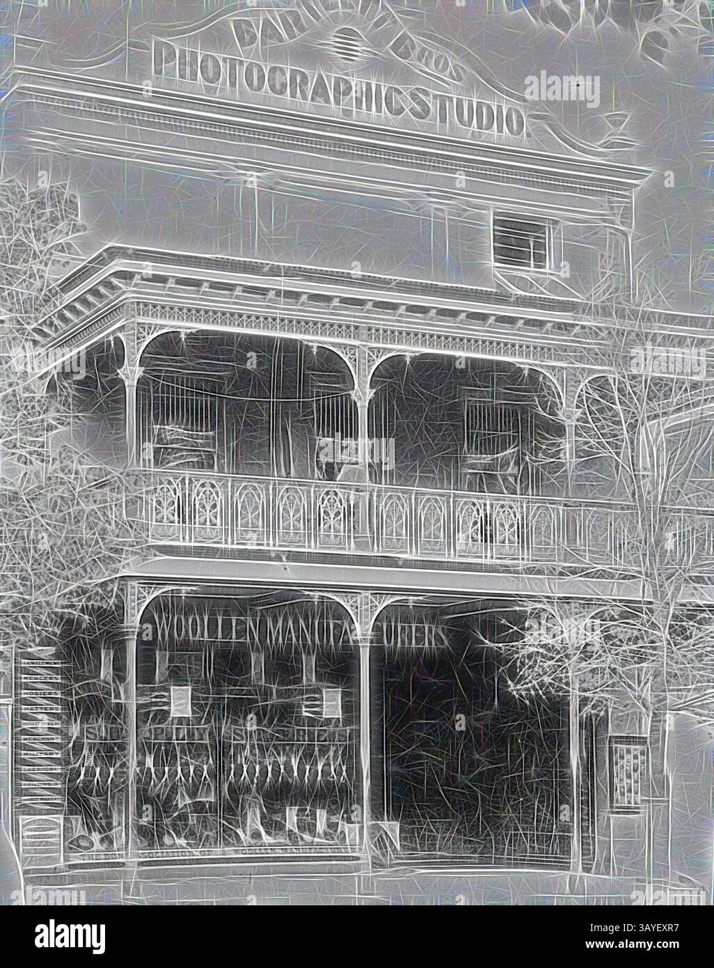 An old-fashioned storefront featuring a decorative balcony, showcasing ...