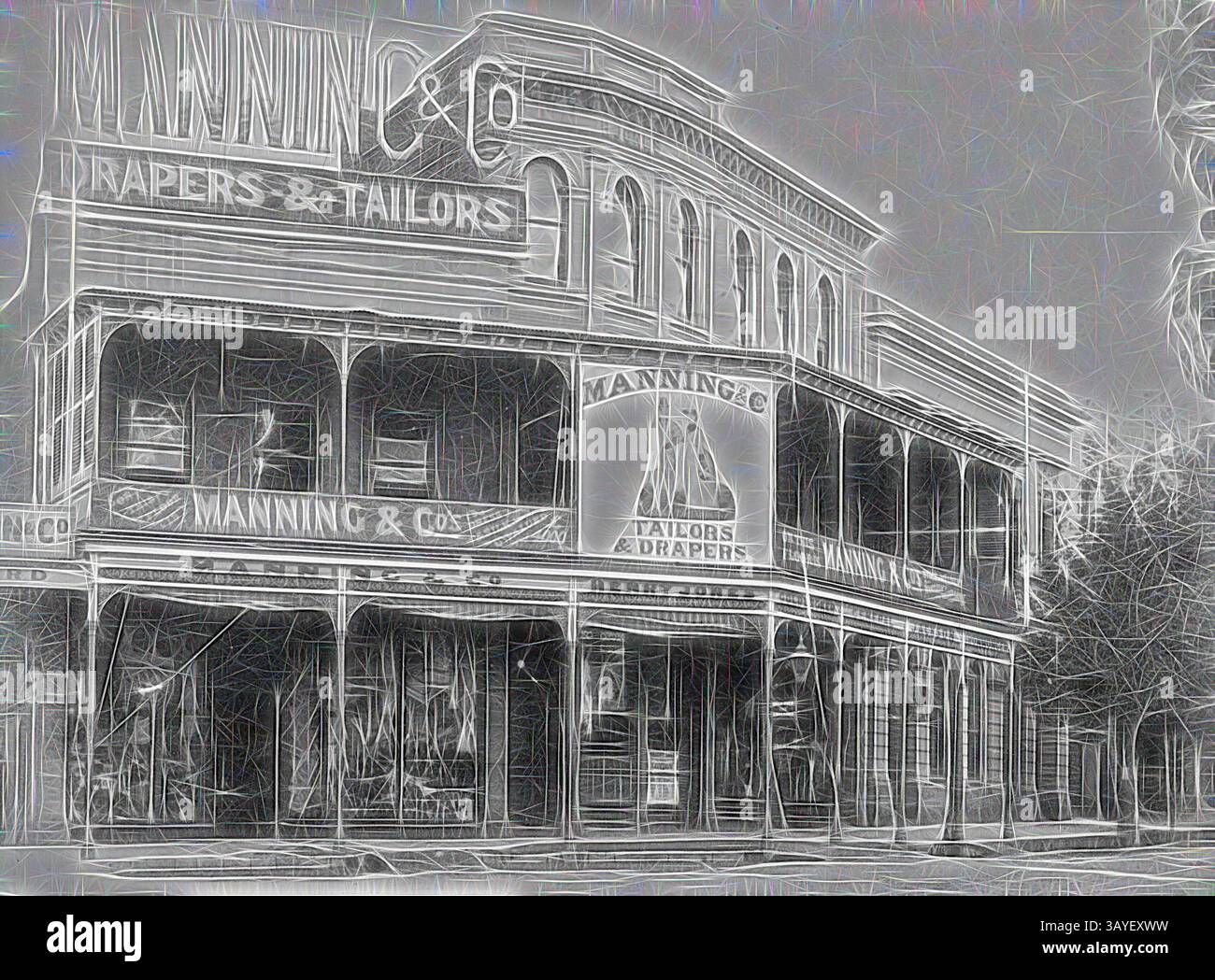 An ornate historical building featuring the signage of a tailor and ...
