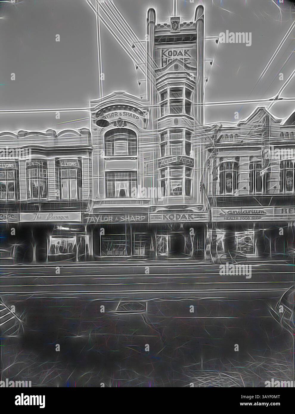 A vintage storefront featuring intricate architectural details and ...