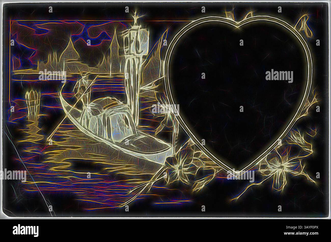 A serene landscape features a graceful boat gliding on a shimmering ...