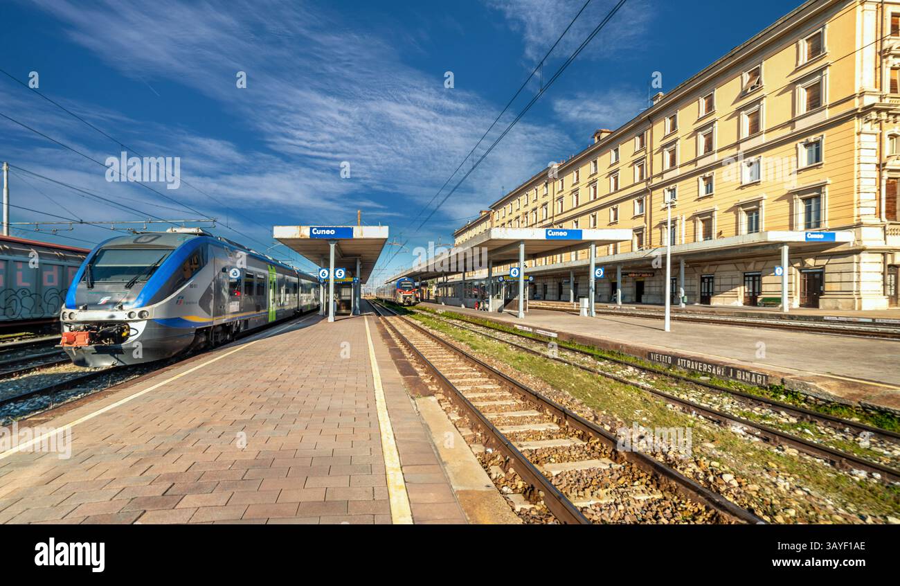 Cuneo, Piedmont, Italy - March 03, 2025: Cuneo Railway station with ...