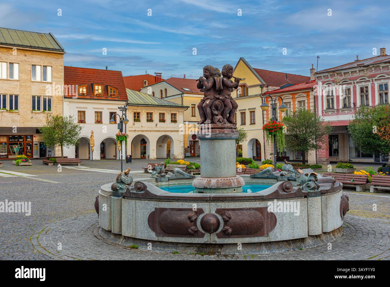 Sunrise view of Marianske namestie square in Zilina, Slovakia.IMAGE ...