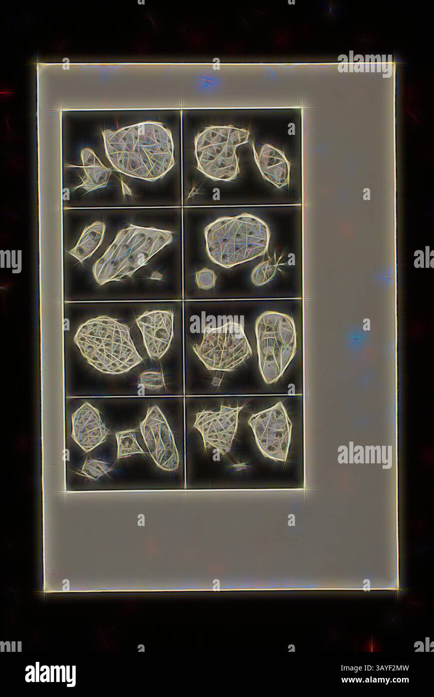 A grid displaying various abstract shapes resembling crystalline ...
