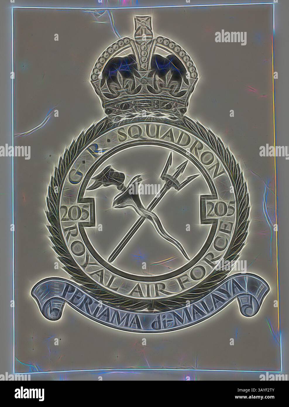 The emblem features a crowned crest atop a circular design that ...