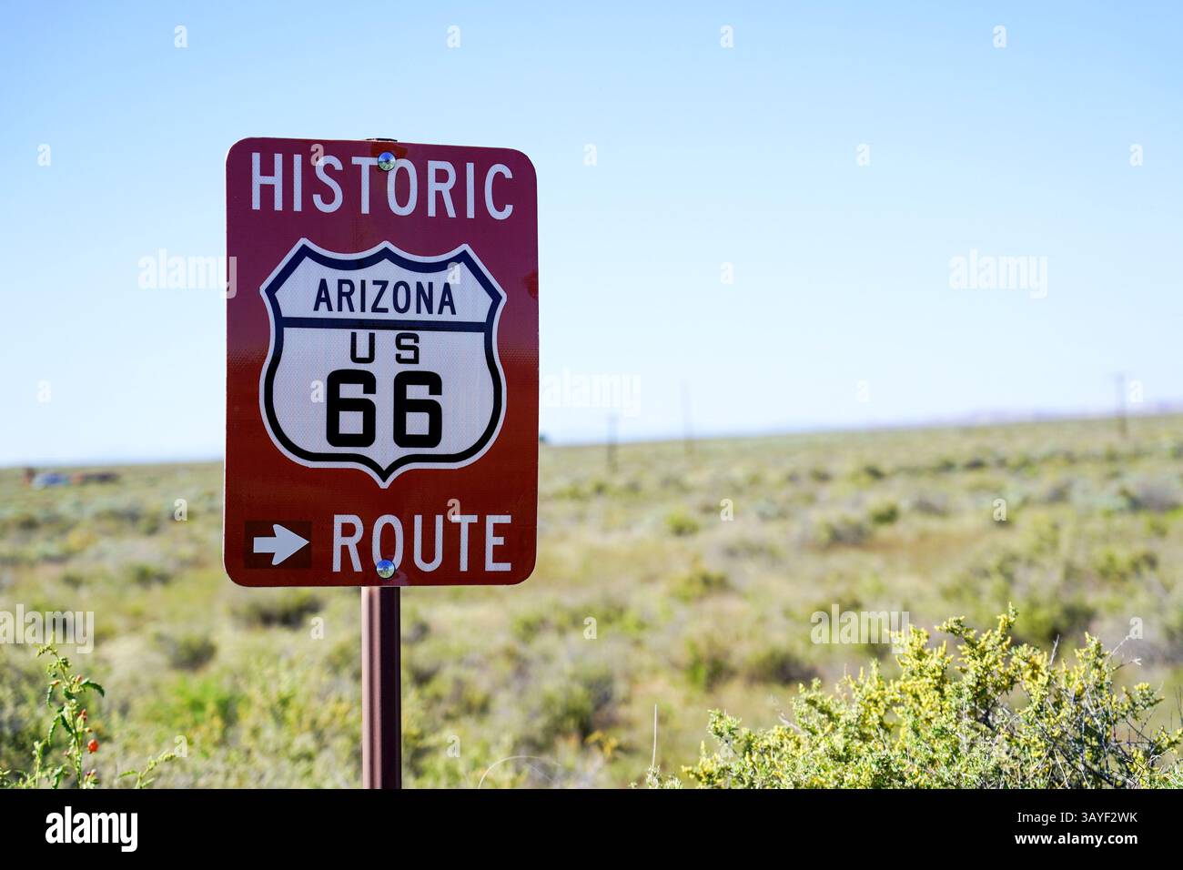 Famous Route 66 sign at Petrified Forest National Park in Arizona, USA ...