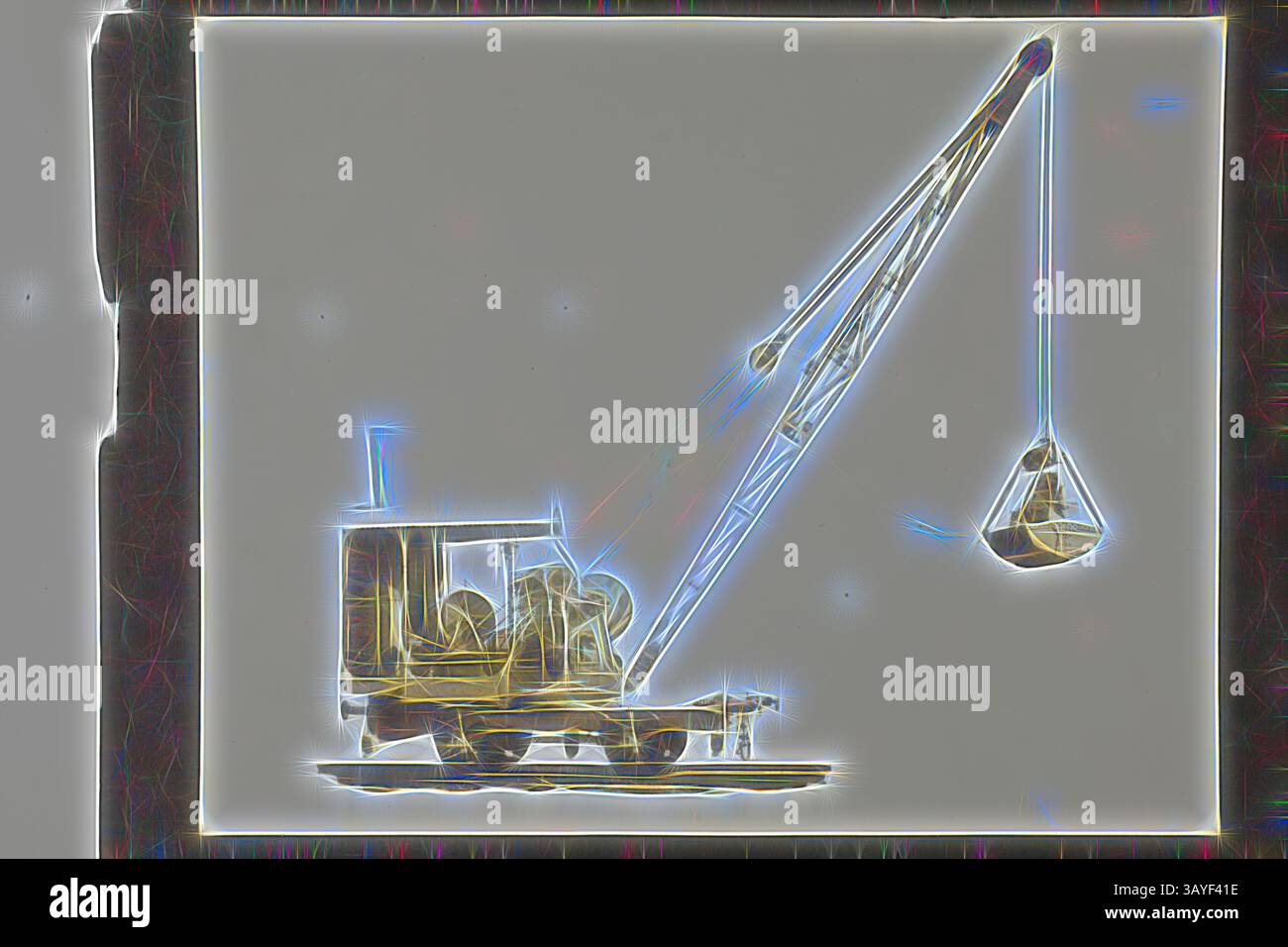 A stylized construction crane stands poised, its arm extending ...