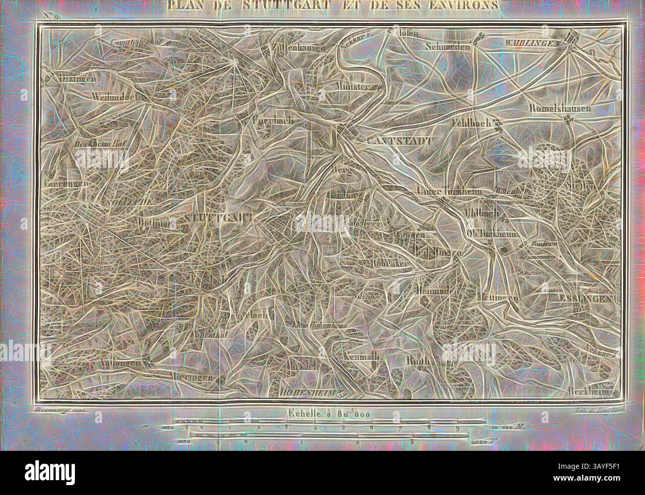 A detailed map showcasing the intricate layout of Stuttgart and its ...