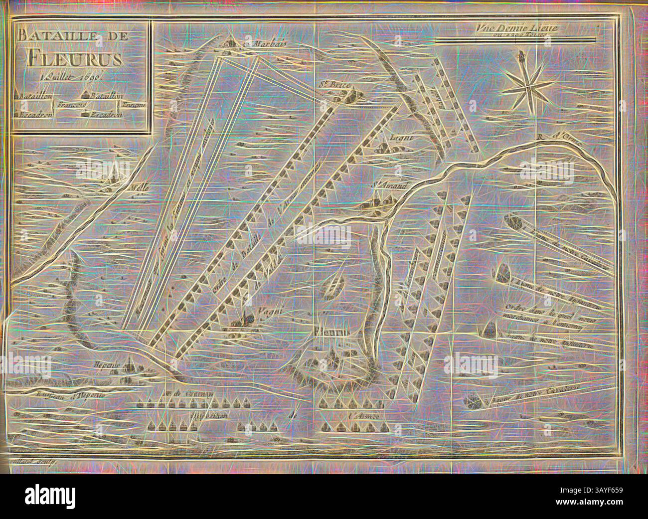 A detailed map depicting the layout of the Battle of Fleurs, showcasing ...