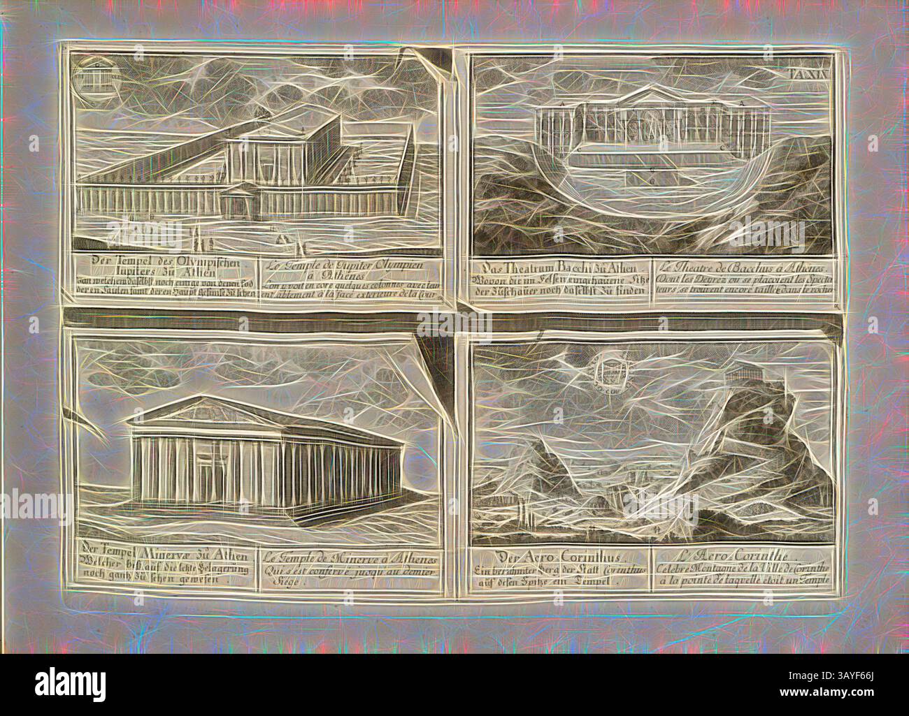 A collection of four architectural illustrations showcasing significant ...