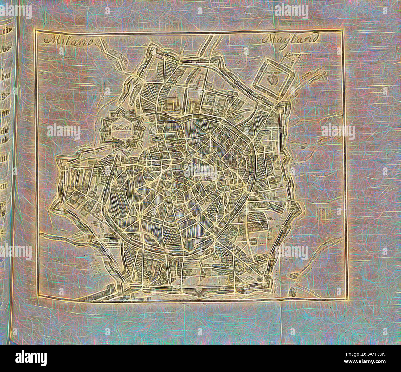 A vintage-style map illustrating the layout of a city, featuring ...