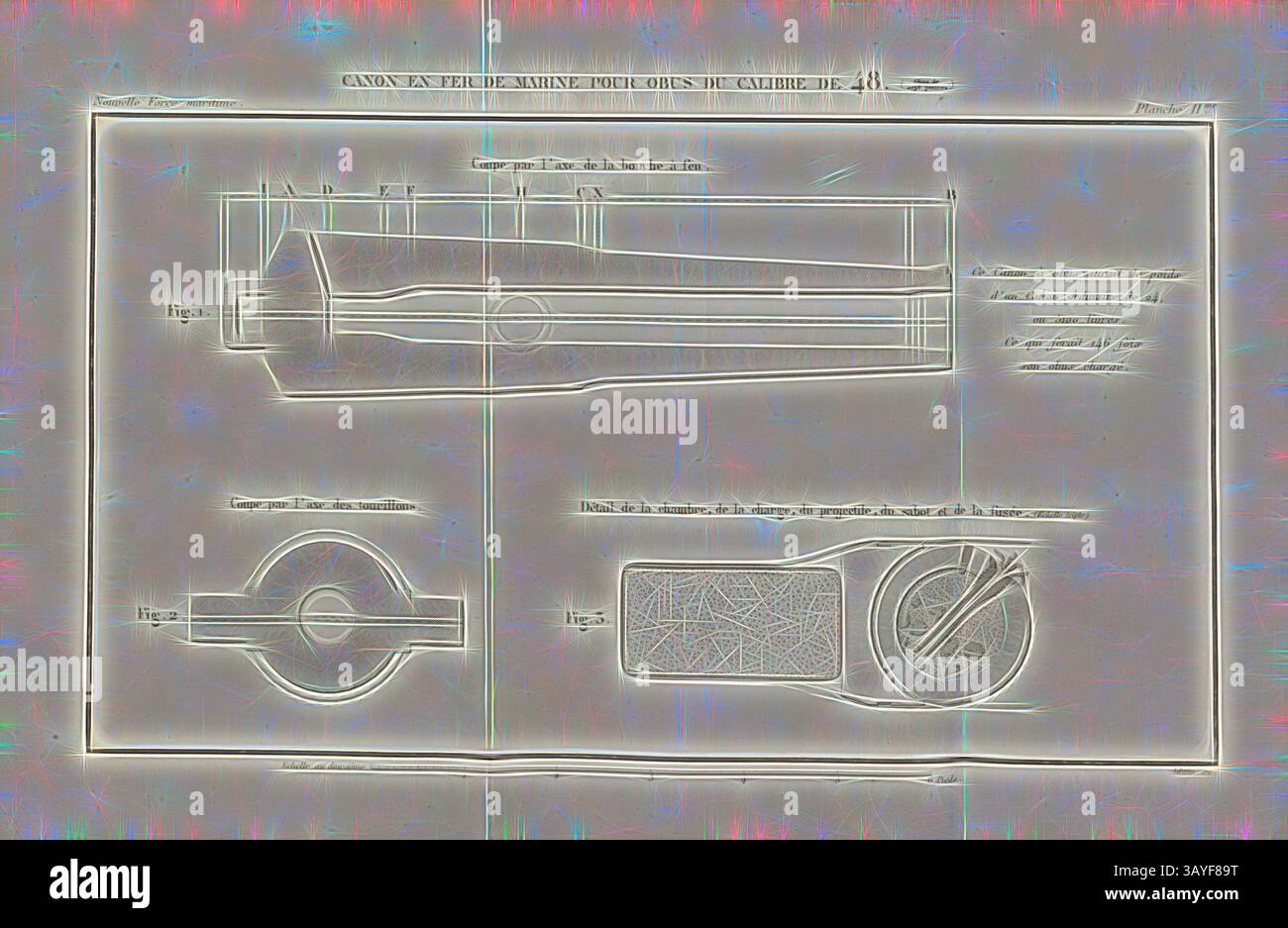 A detailed blueprint showcasing the design of a marine artillery cannon ...