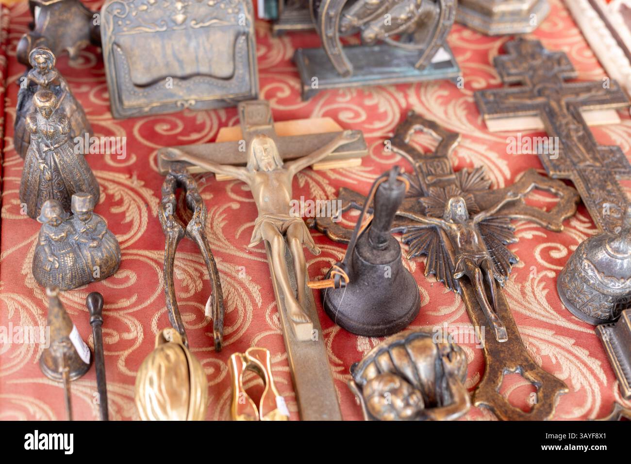 Vintage Crucifixes and Religious Items on Italian Flea Market Stock ...