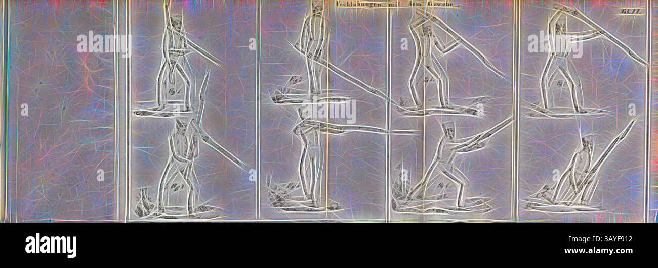 A series of sequential illustrations depicting the motion of a figure ...