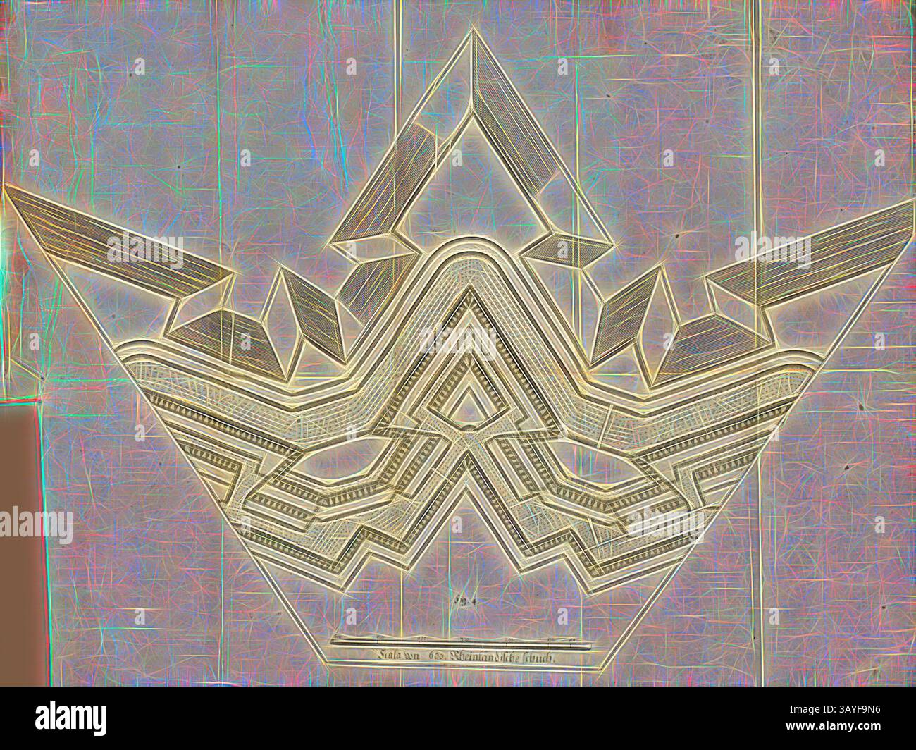 An intricate design featuring a stylized crown with geometric patterns ...