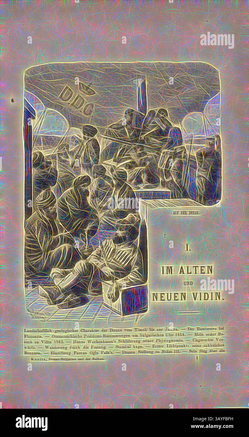 A historical scene depicting individuals engaged in various activities ...