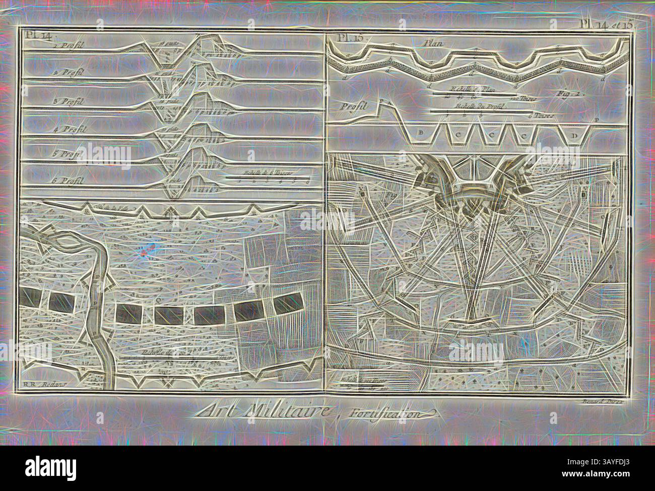 A detailed architectural plan illustrating fortification designs ...