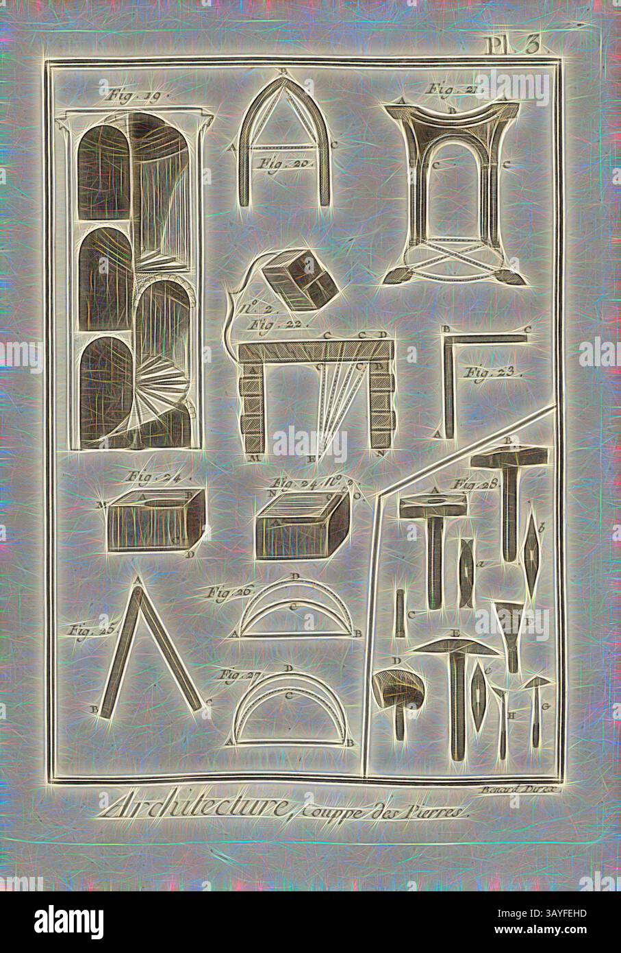 A detailed architectural drawing featuring various structural elements ...