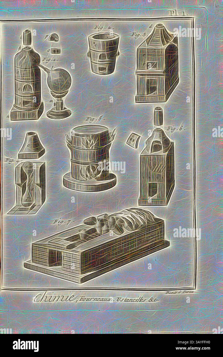 Detailed illustration of various chemical laboratory instruments hi-res ...