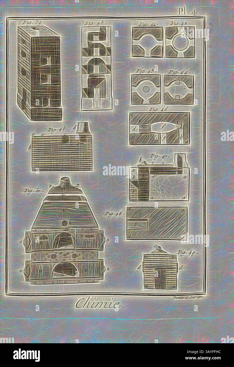 An intricate layout featuring various architectural designs and ...
