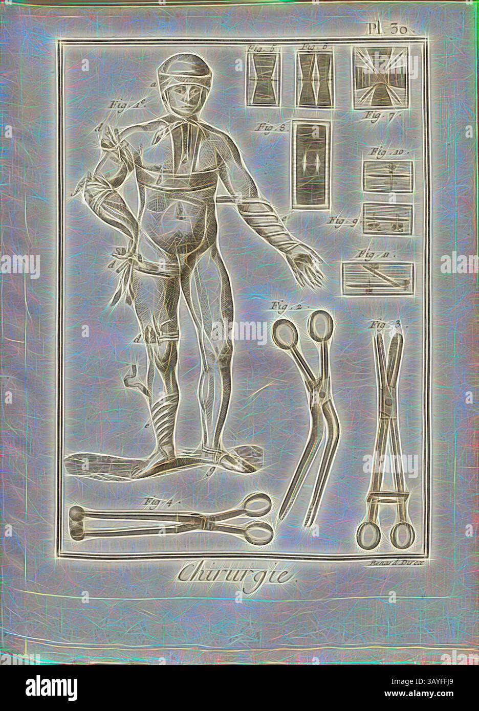 Detailed depictions of various surgical instruments hi-res stock ...