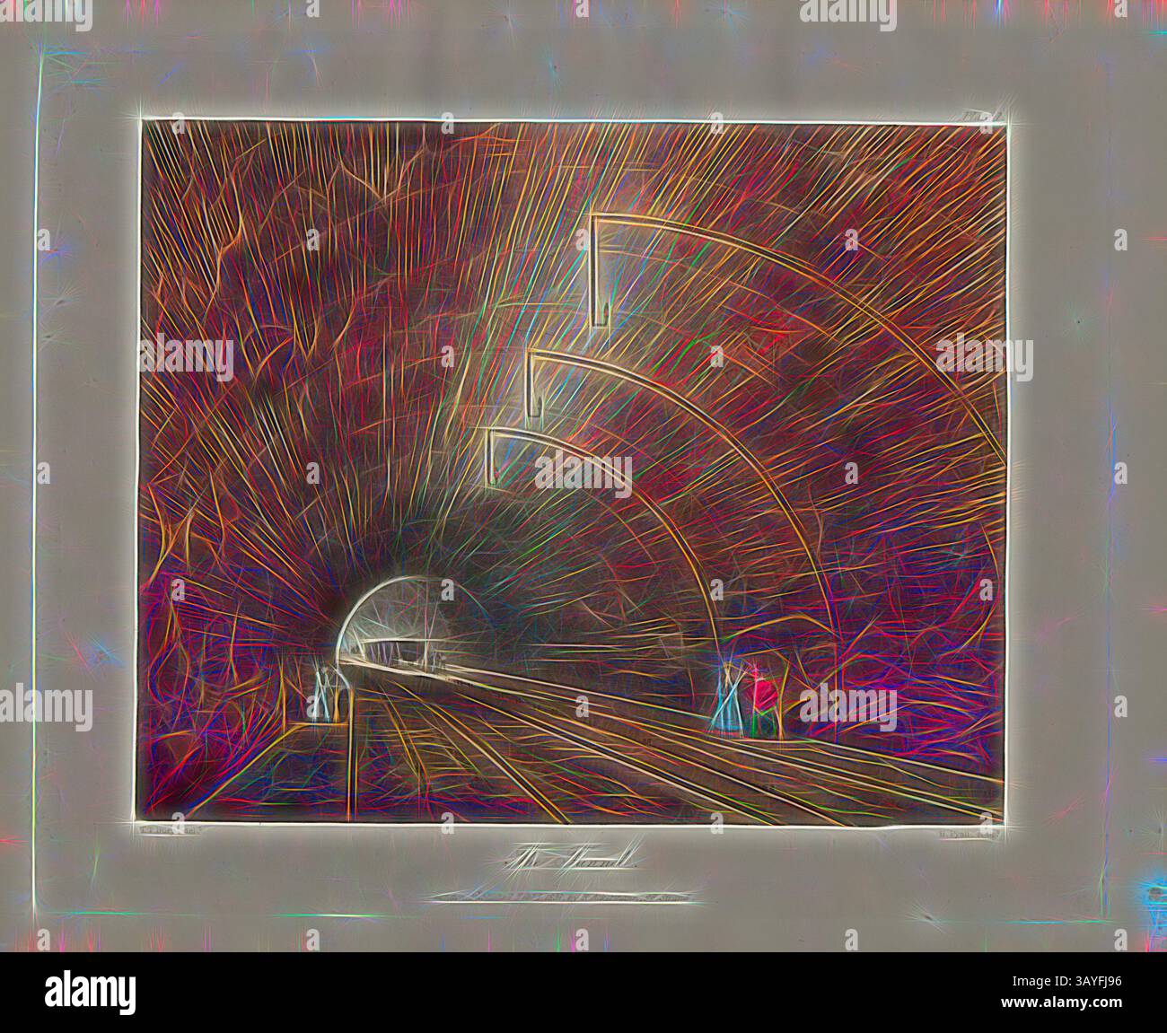 A tunnel stretches into the distance, illuminated by dynamic lines that ...