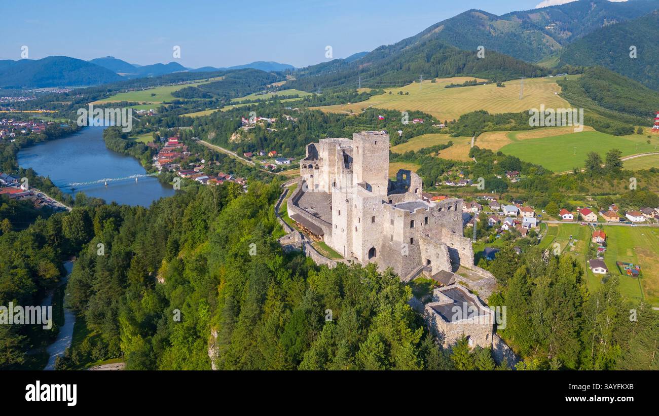 Panorama view of Strecno castle in Slovakia.IMAGE Stock Photo - Alamy