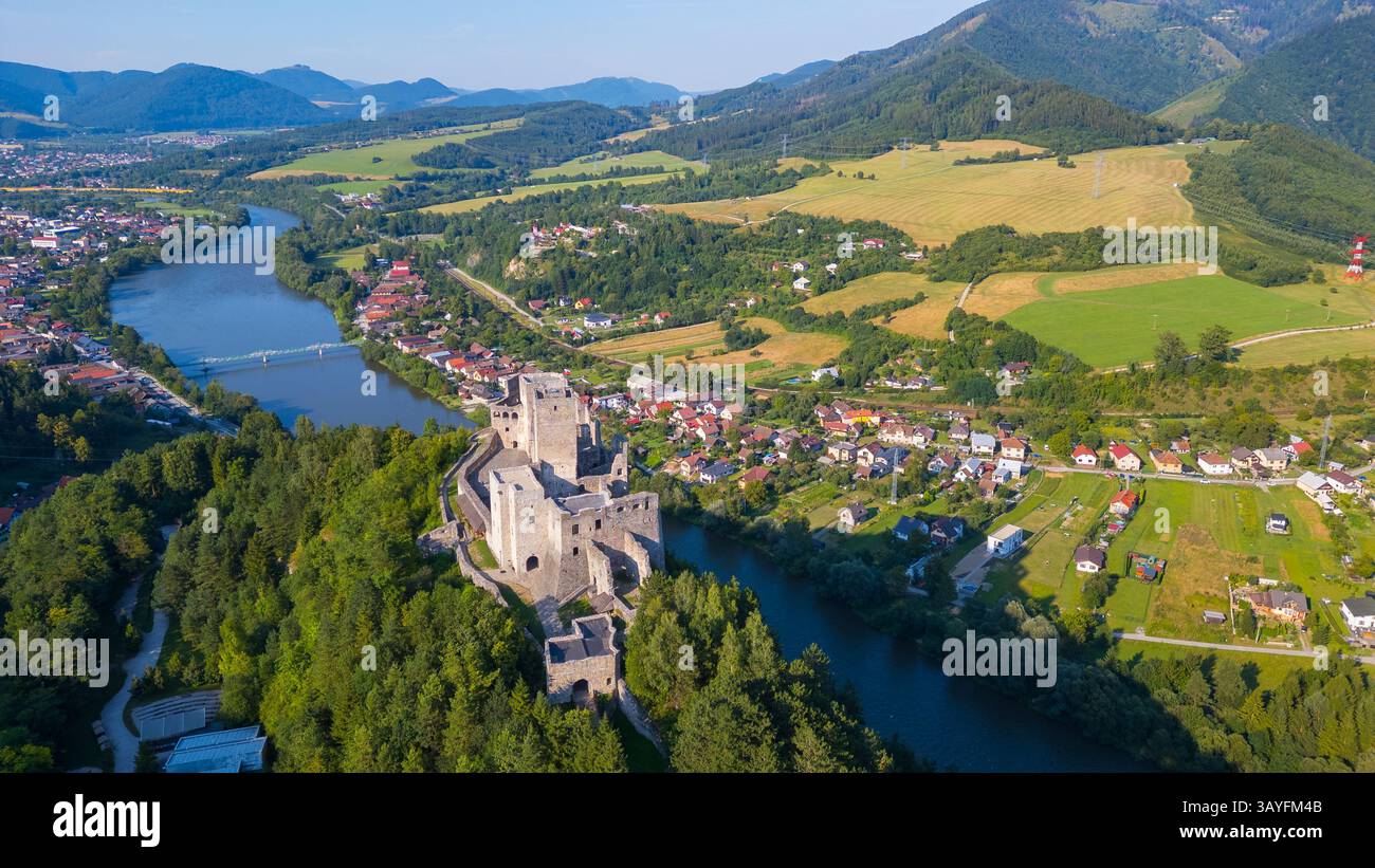 Panorama view of Strecno castle in Slovakia.IMAGE Stock Photo - Alamy