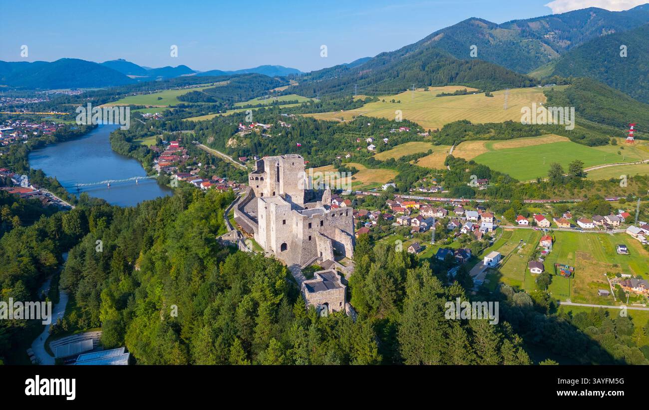 Panorama view of Strecno castle in Slovakia.IMAGE Stock Photo - Alamy