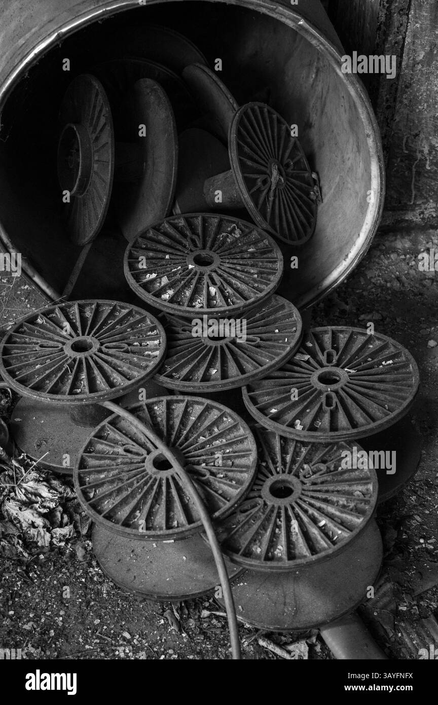 Items left behind in an abandoned factory Stock Photo - Alamy
