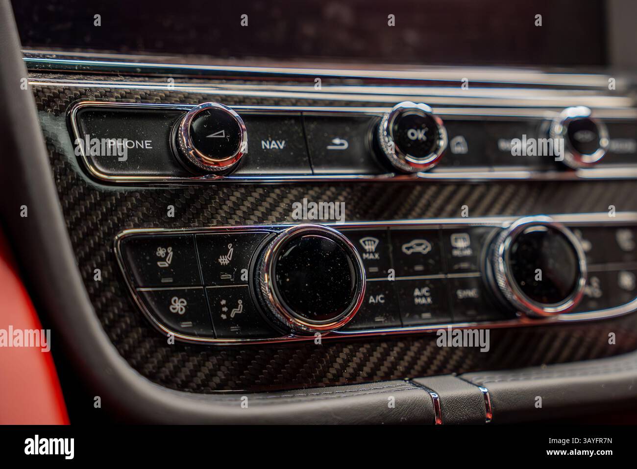 Close Up of Bentley Bentayga Control Panel with Carbon Fiber Trim Stock ...