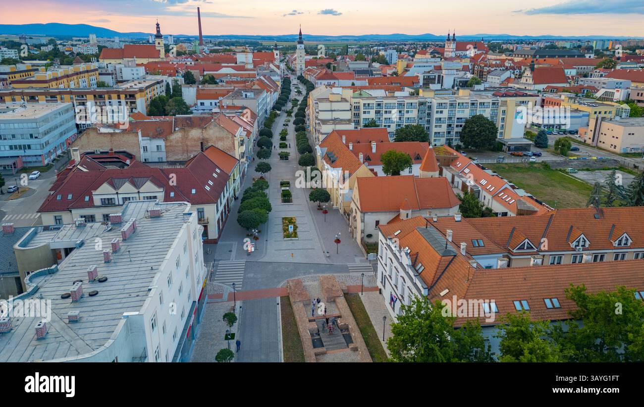 Sunset panorama of Hlavna street in Trnava, Slovakia.IMAGE Stock Photo ...